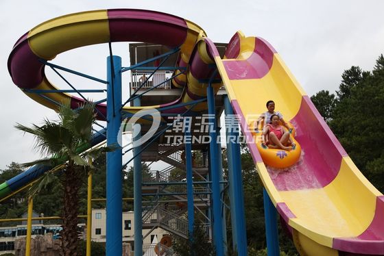 304 Stainless Steel Fiberglass Water Slides / Water Park Slides 13m ...