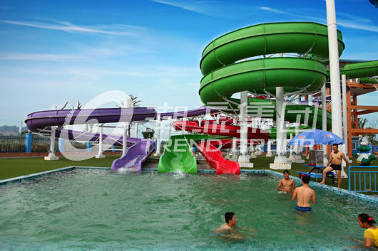 Customized Color Spiral Fiberglass Water Slides Galvanized Carbon Steel ...