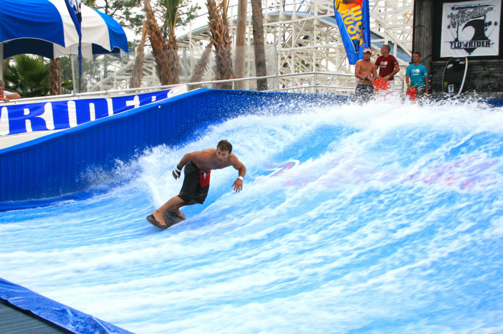 Attraction Flowrider Water Ride , Waterproof Single Rider Wave Skid Board