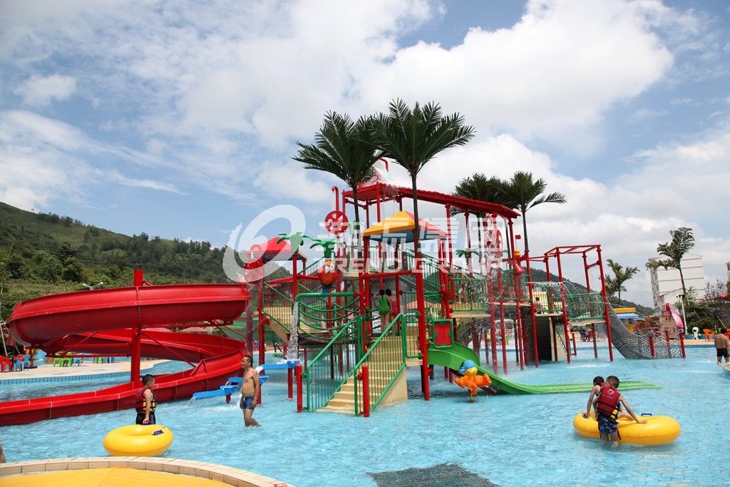 Family Commercial Aqua Playground Fiberglass with Water Park Slides ...