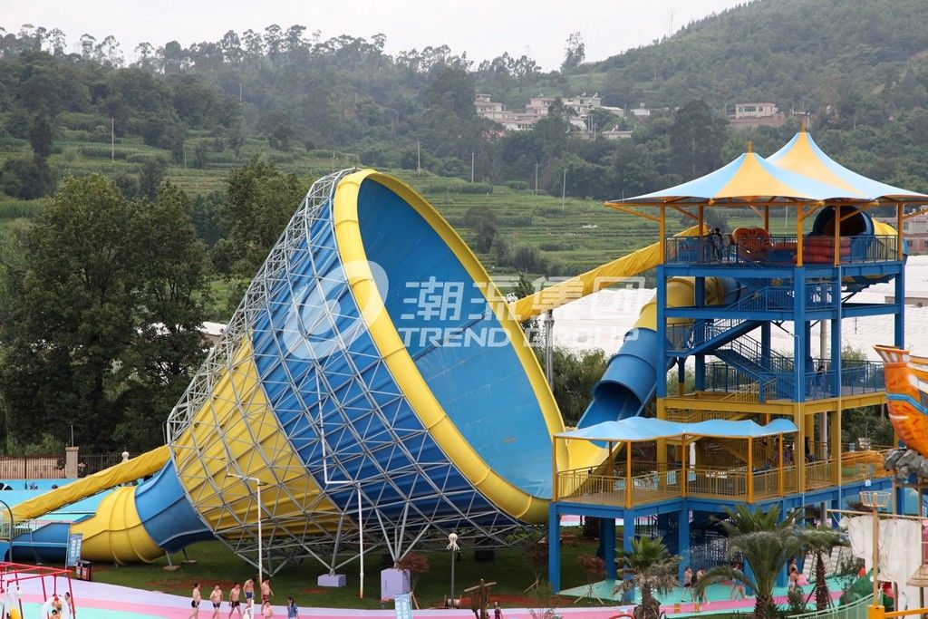 Aqua Park Equipment , Colorful Fiberglass Water Slide for Giant Aqua ...
