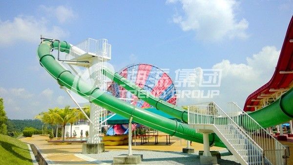 Customized Exciting Aqua Park Fiberglass Water Slides , Platform Height ...