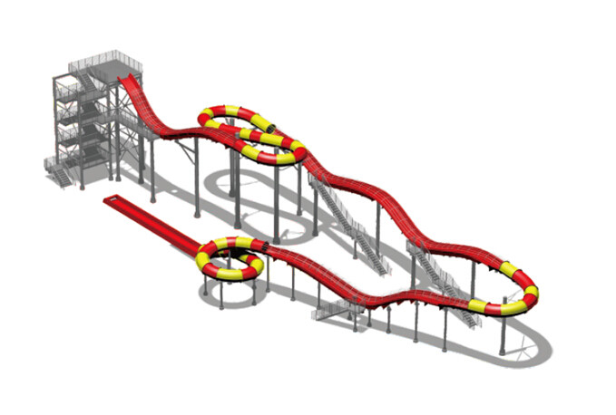 200m Fiberglass Water Slides , Water Roller Coaster Customized for ...