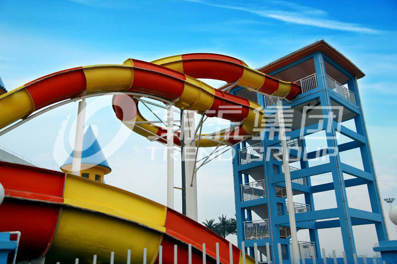 Platform Height 13m Fiberglass Water Slide 2 Person for Outdoor ...