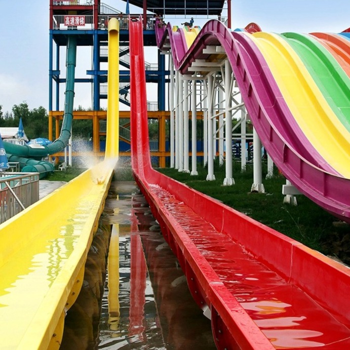 Theme Park Fiberglass Water Slides , Plastic Custom Combined Water raft ...