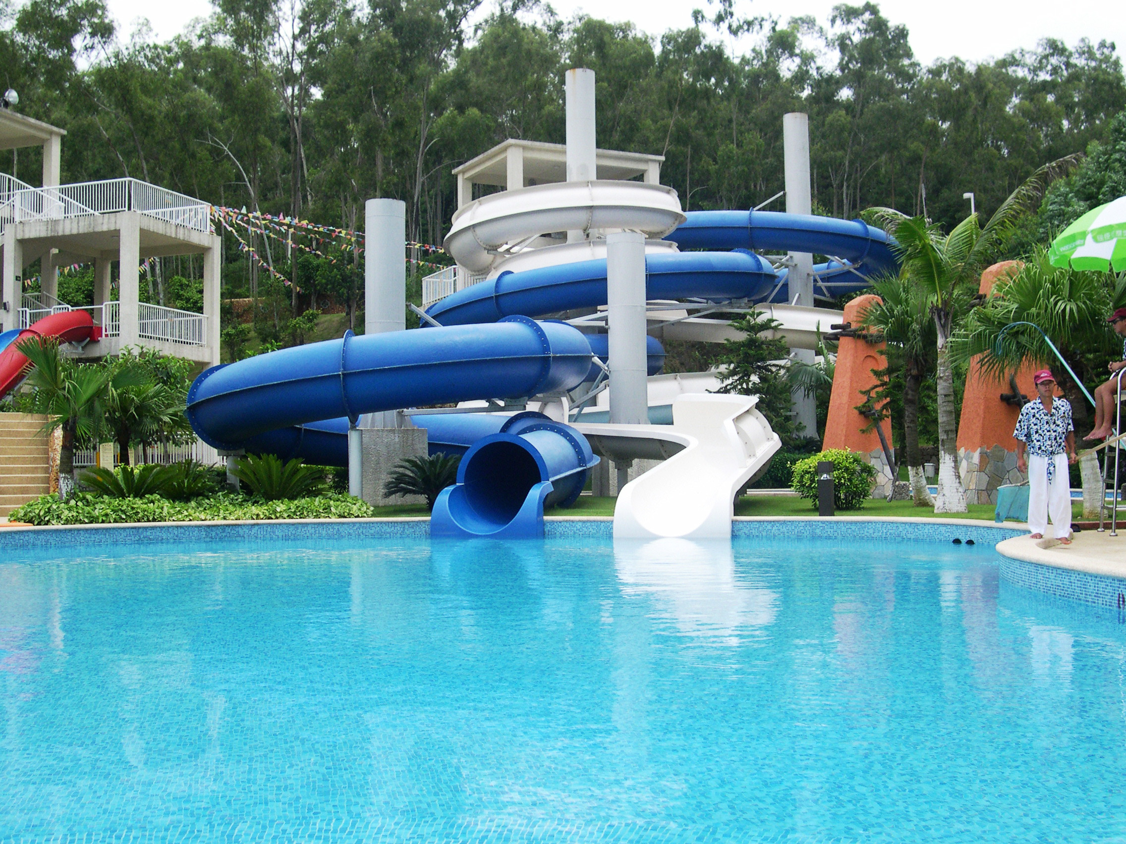 Giant Water Park Accessories Fiberglass Water Slide with 10.8m Platform ...