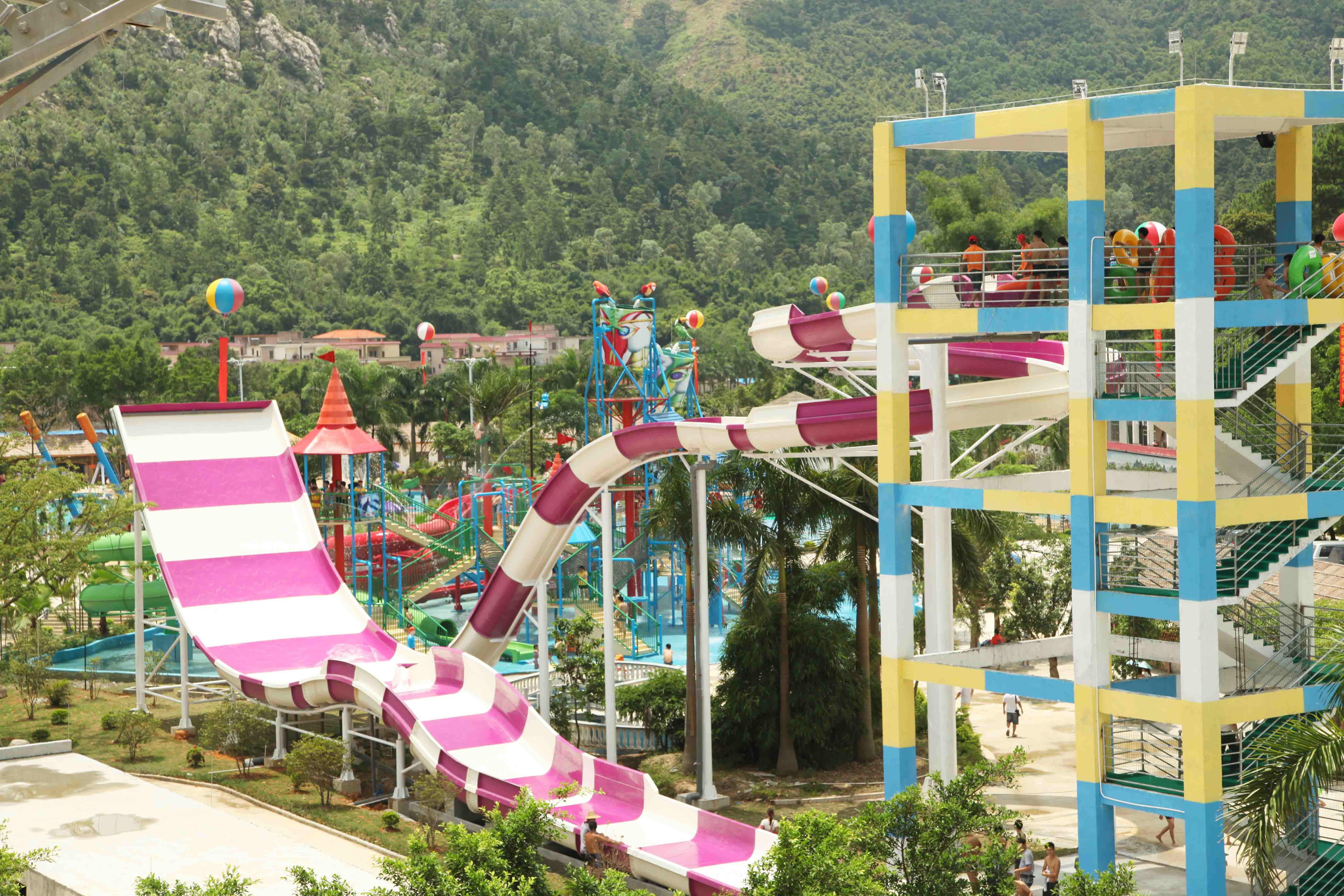 Custom Big Water Slides , Amusement Park Boomerang Aqua Slide For 2 ...