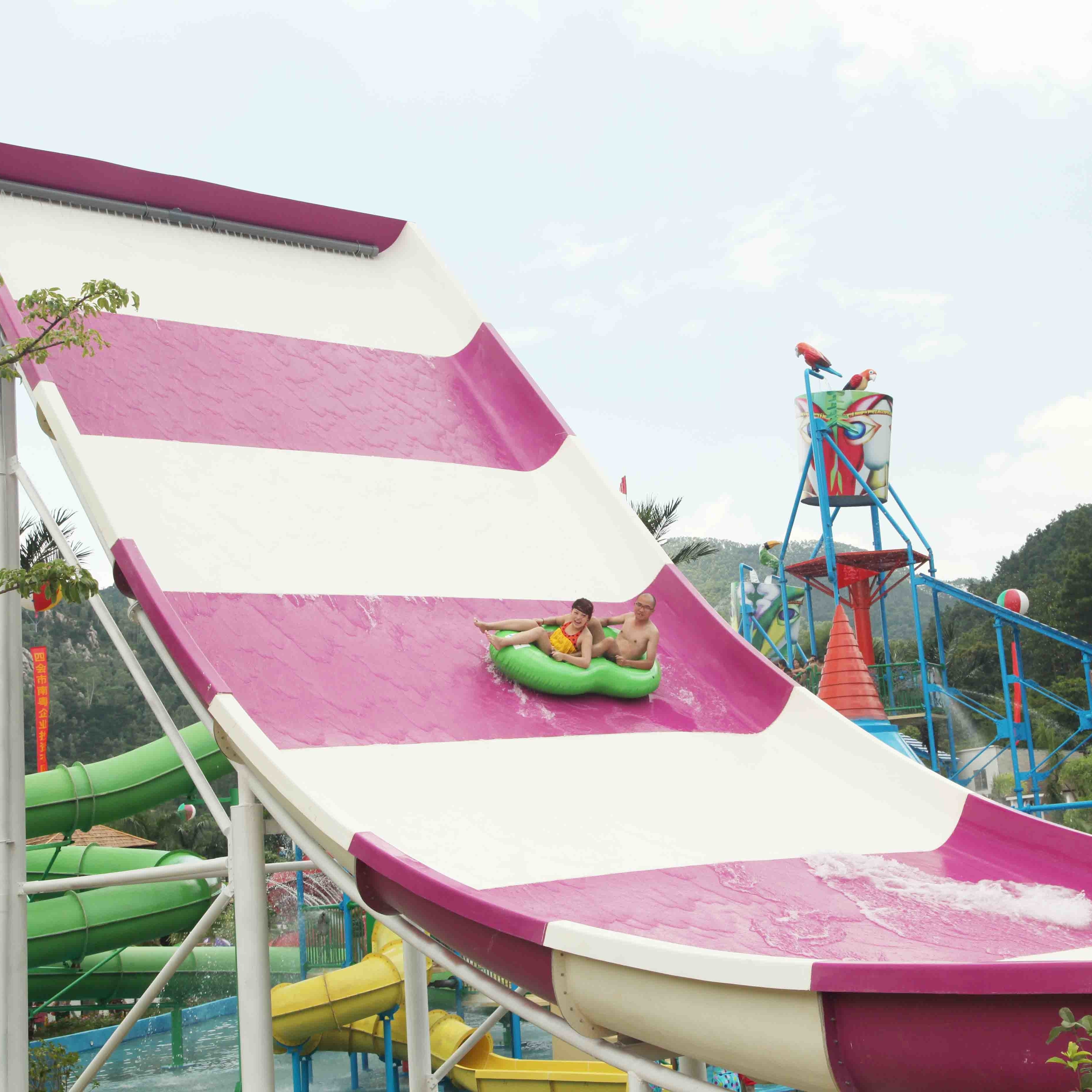 Outdoor Custom Water Slides , Amusement Park Boomerang Aqua Slide For 2 ...