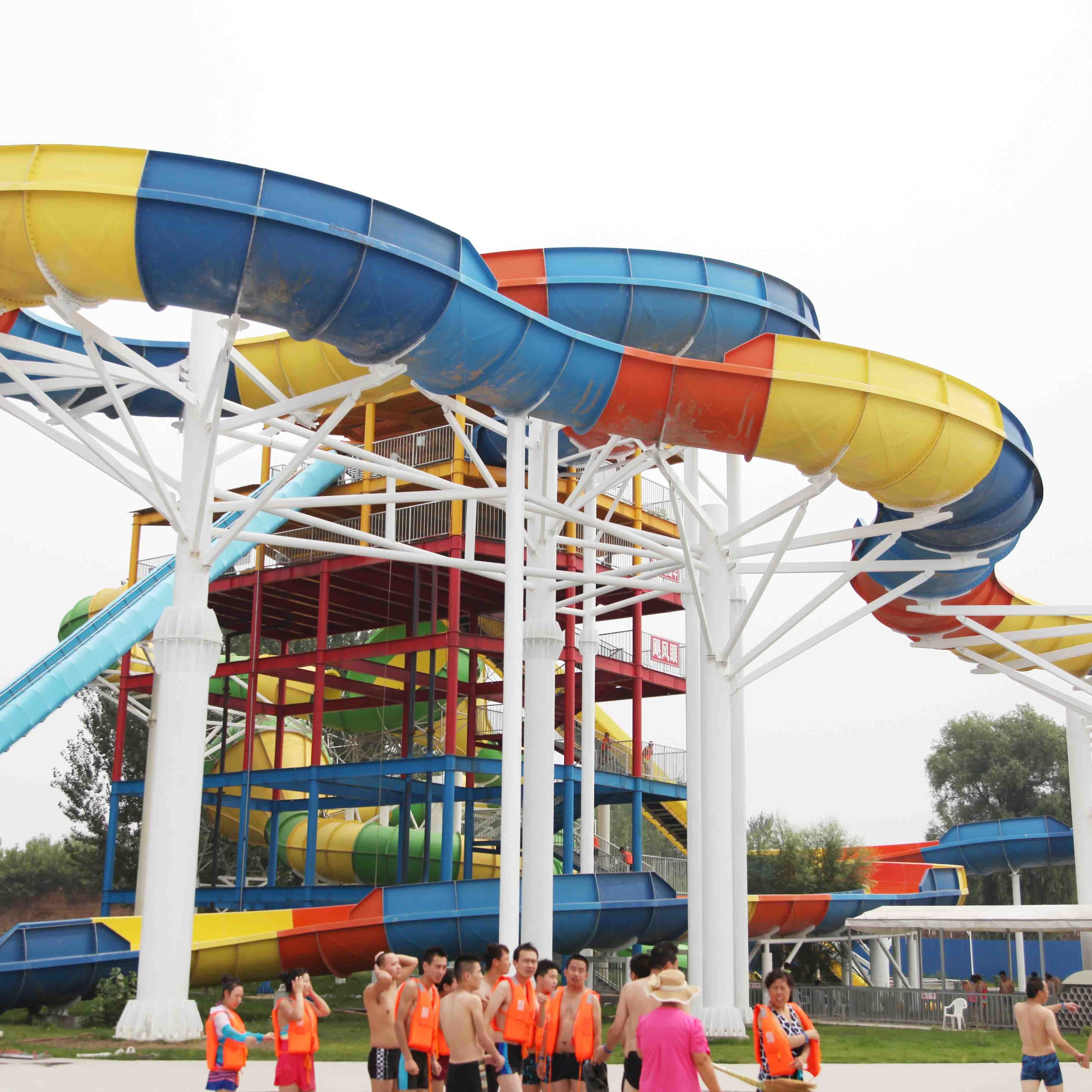 Colorful Aqua Park Equipment / Customized Fiberglass Water Slides For ...