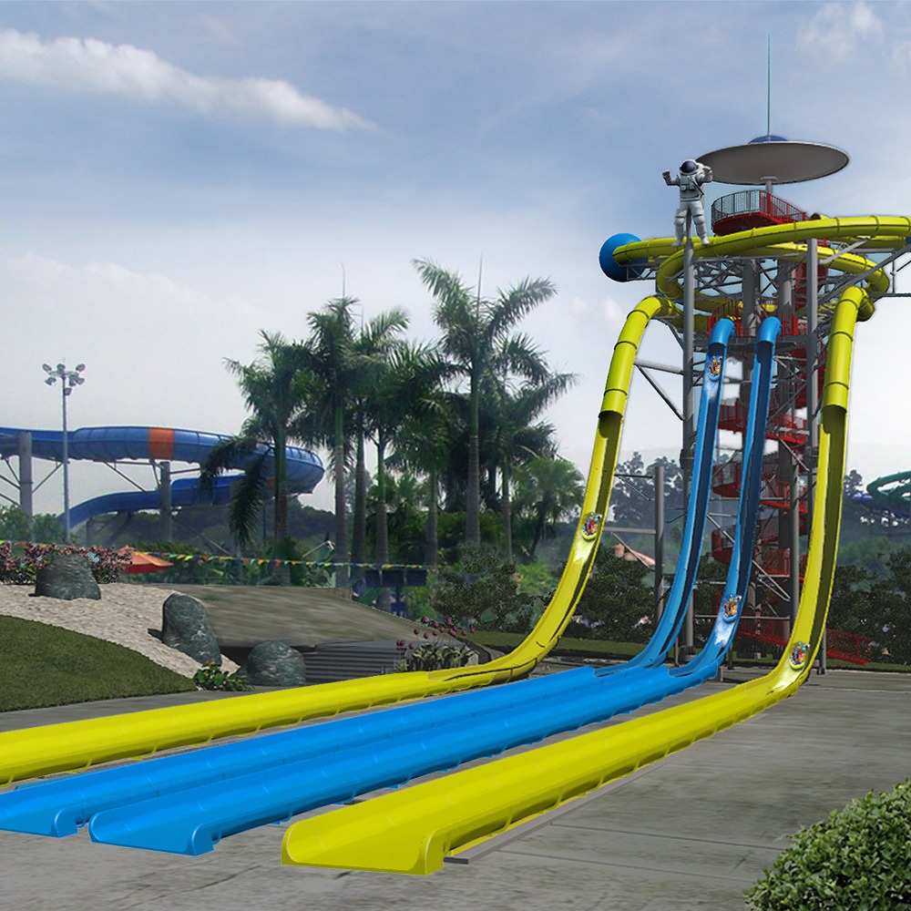 Large Fiberglass Water Slides Equipment , Garden Water Slide For 4 ...