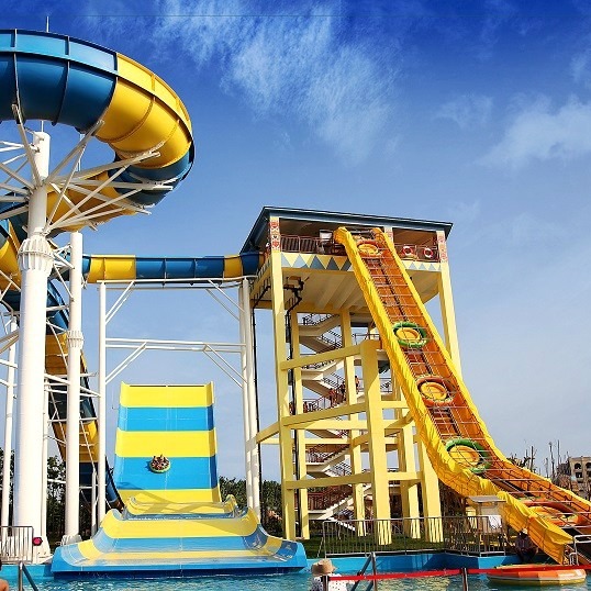 Outdside Giant Boomerang Fiberglass Water Slide For 6 Person , Water ...