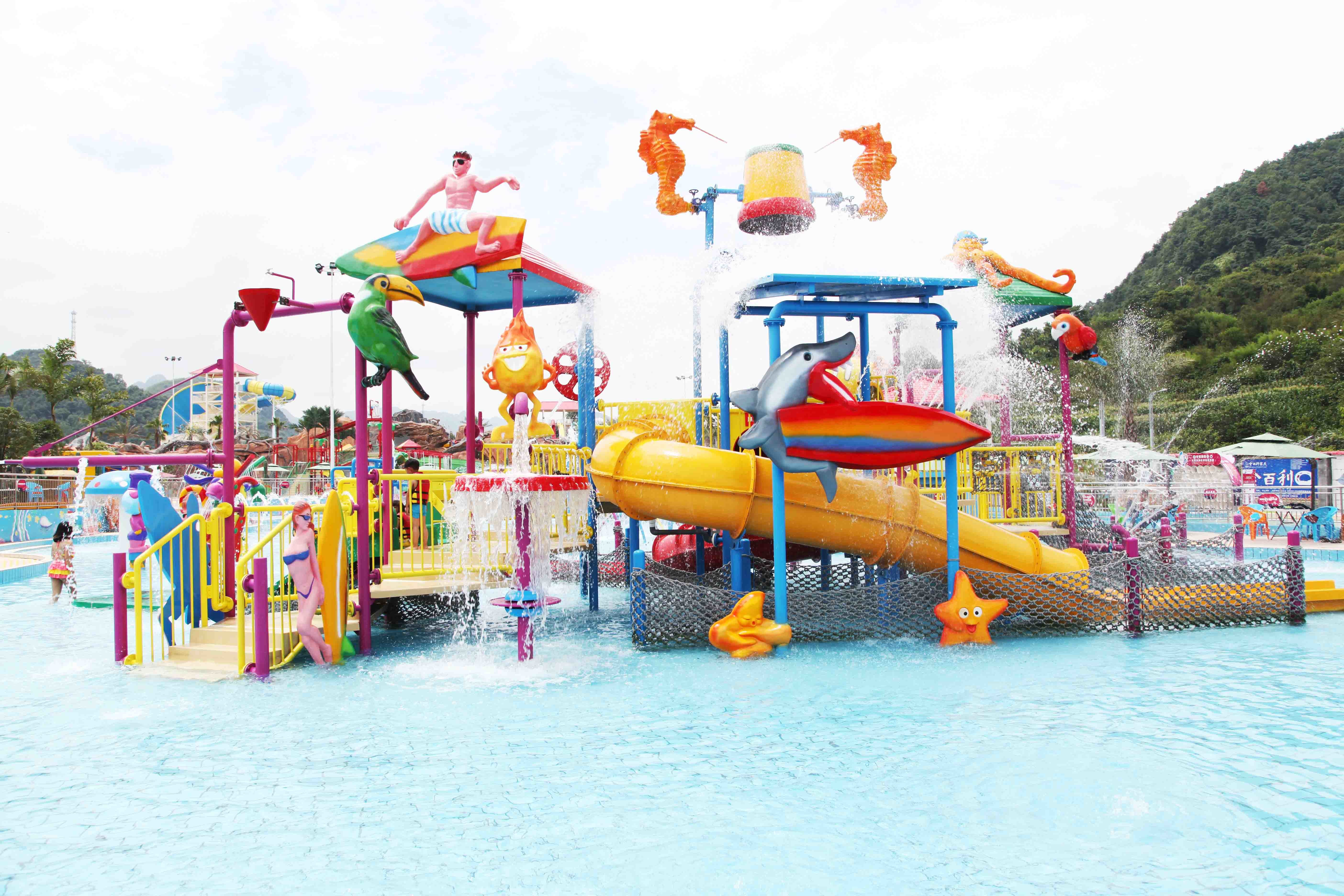 Outdoor Commercial Safe Fiberglass Kids' Water Playground Water House ...