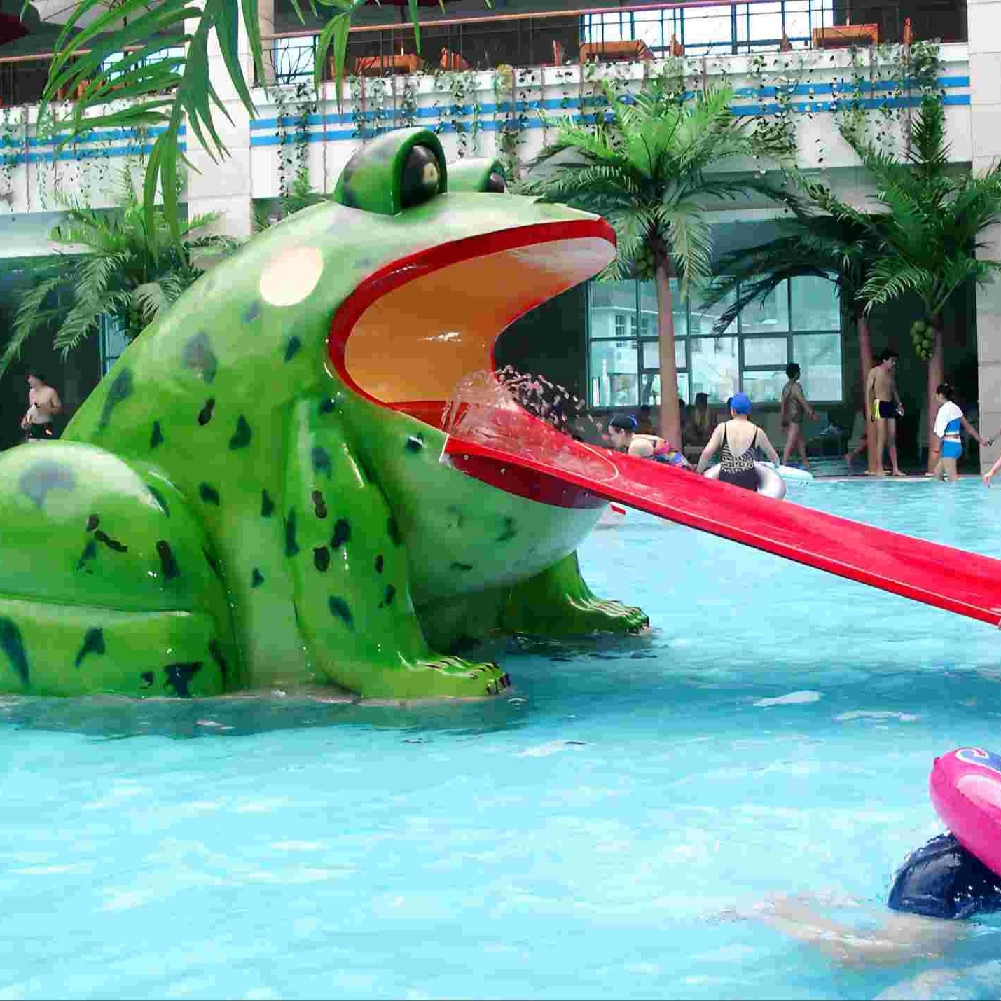 Frog Shaped Water Pool Slides , Aqua Park Fiberglass Slide Water Play ...