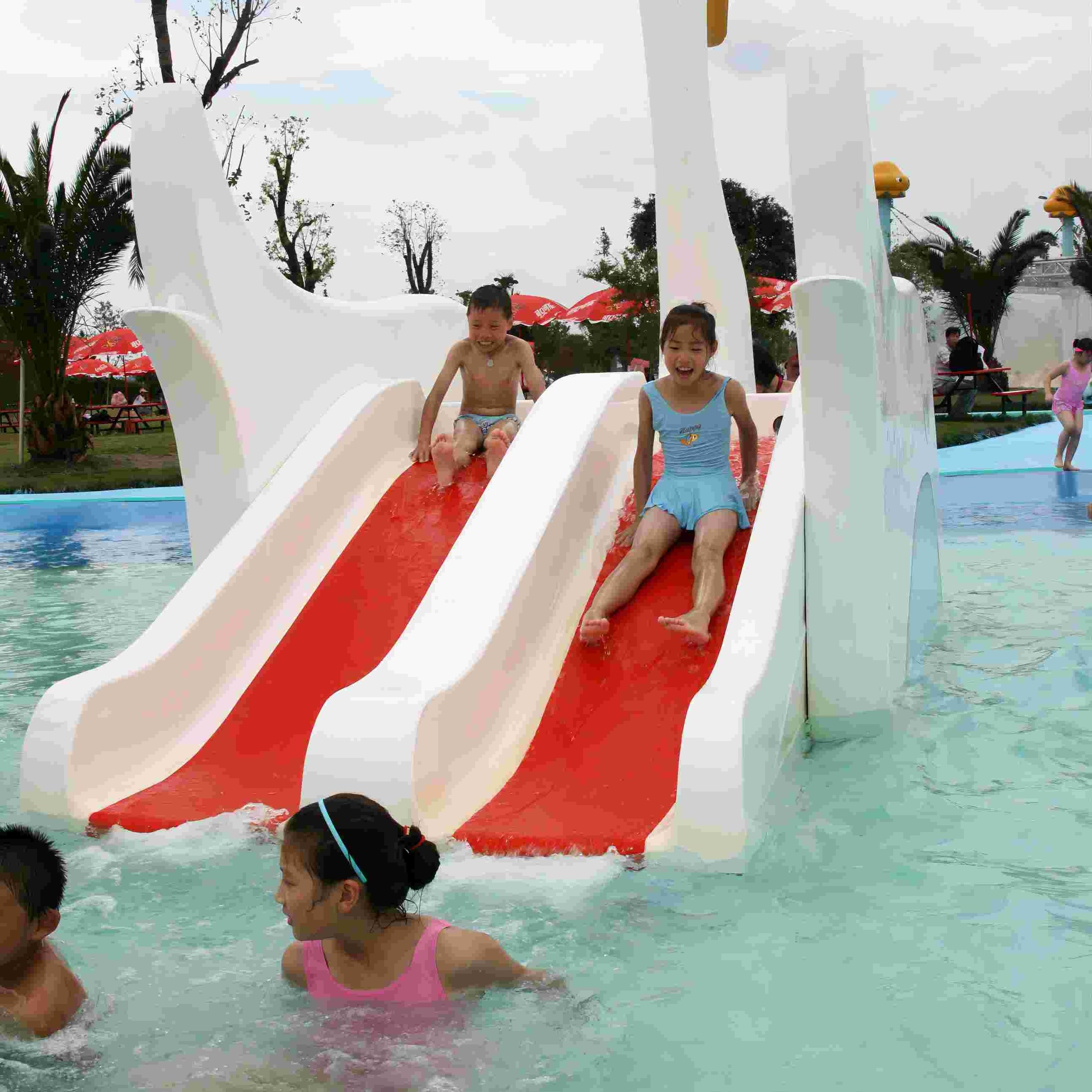 Water Park Equipment Small Swan Kids Water Slide, Fiberglass Water Pool ...