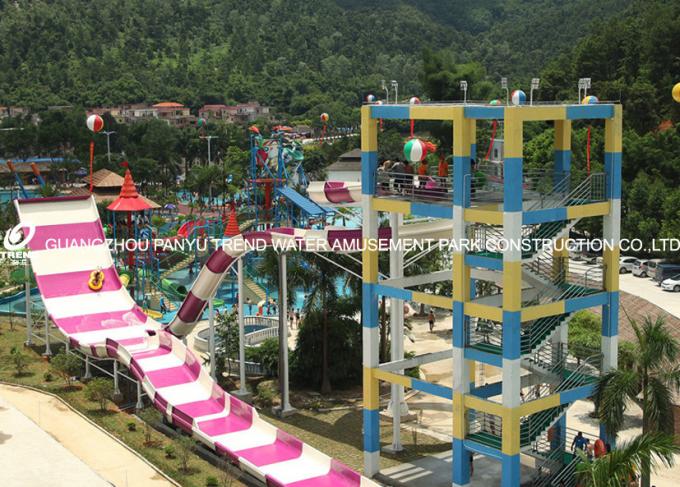 Custom Big Water Slides , Amusement Park Boomerang Aqua Slide For 2 ...