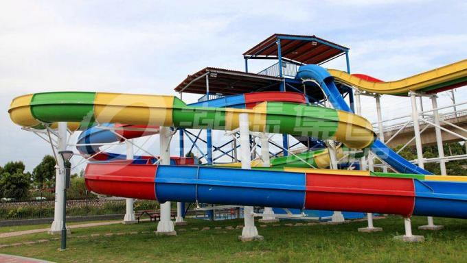 Stainless Steel Fastener FRP Spiral Water Slides / Fiberglass Water Slide
